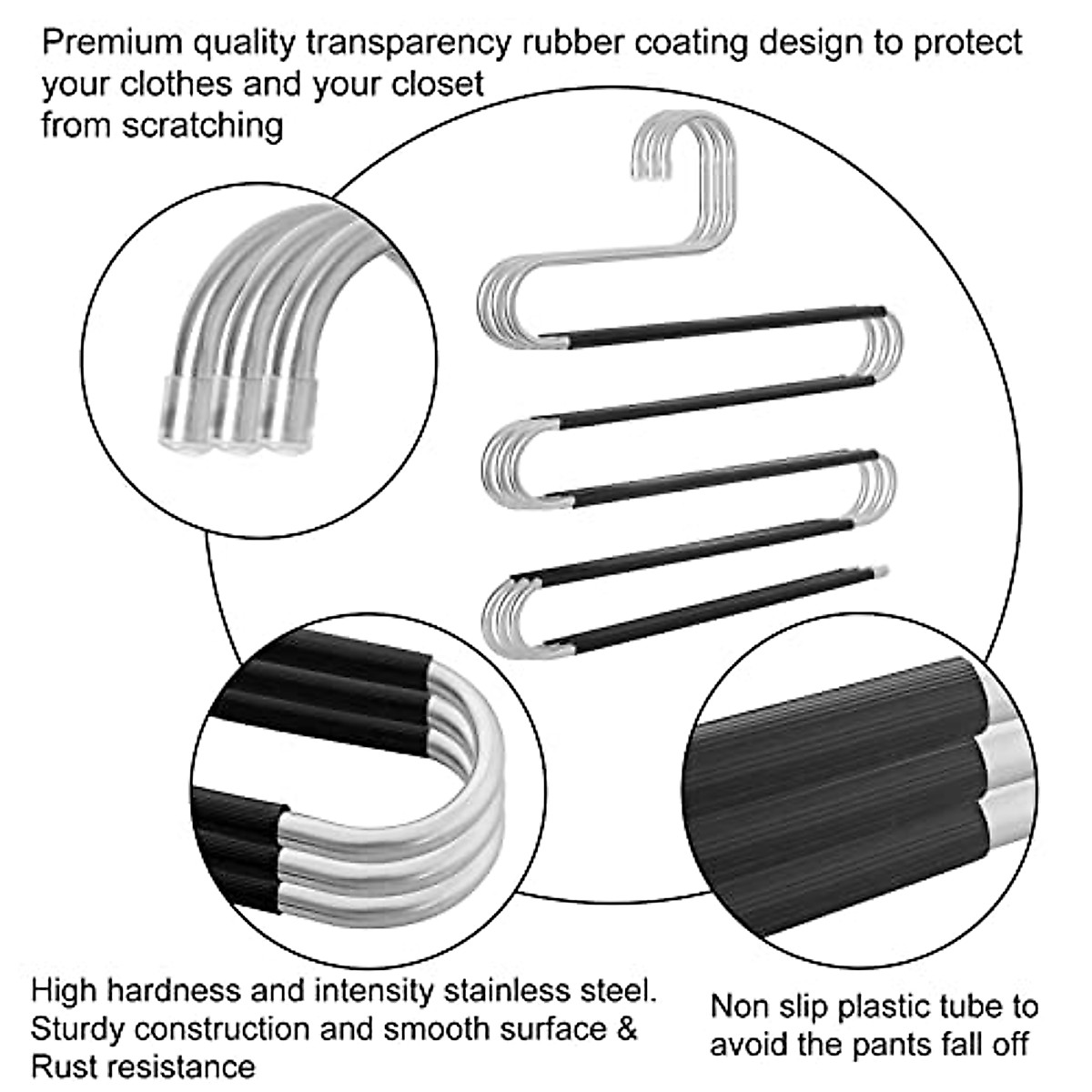 Non Slip Pants Hangers 3 Pack and Wave Grooves Hangers 2 Pack for Closet Multiple Layers Multifunctional Uses Rack Organizer for Bras Suspenders Vests Ties Swimwear Organizer