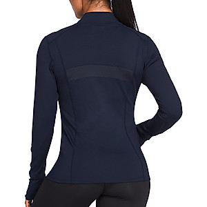 PINSPARK Women's Track Jacket Athletic Workout Running Jacket Full Zip Up Sportswear Lightweight Tops Navy Blue M