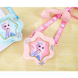 Frozen Elsa Plush Crossbody Shoulder Handbag in Snowflake Shape for Girls Kids Children – Pink