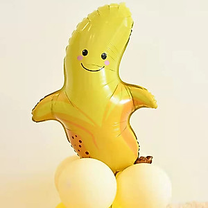 HORUIUS Banana Balloons Fruit Banana Foil Mylar Balloons for Baby Shower Banana Themed Party Birthday Decoration Supplies 28 inch 5PCS