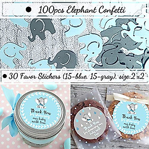 166 Piece Baby Shower Decorations for Boy, Elephant Style | It's A BOY | Garland Bunting Banner, Paper Lanterns, Honeycomb Balls | Tissue Paper Fans | Blue Grey White