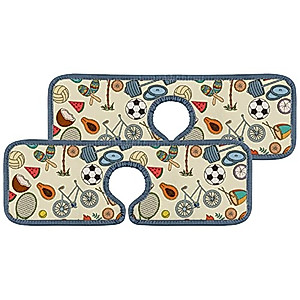 Kitchen Faucet Mats 2 Pieces Summer Vacation Elements Absorbent Faucet Sink Splash Guard Bathroom Counter and RV,Faucet Counter Sink Water Stains Preventer