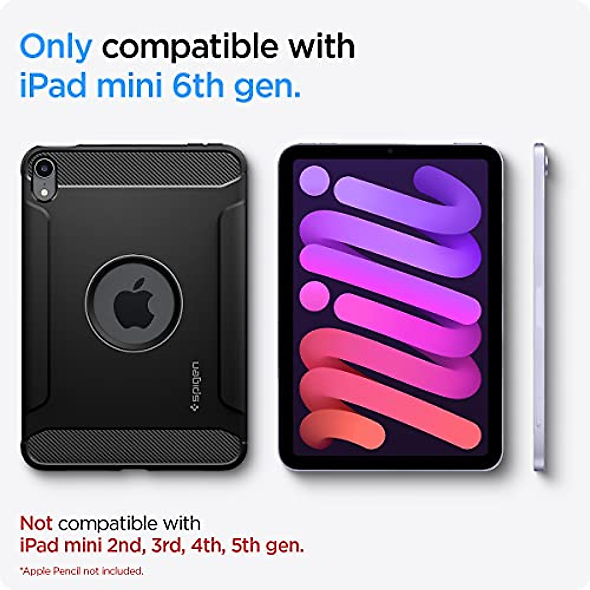 Spigen Rugged Armor Designed for iPad Mini 6 Case/iPad Mini 6th Generation Case 8.3 Inch Cover (2021) - Matte Black