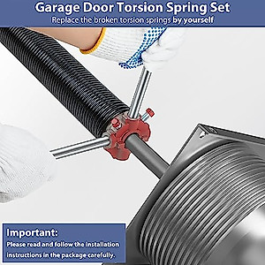 Pkgvis Garage Door Torsion Springs 2'' (Pair) with Non-Slip Winding Bars, Black Coated, Minimum 18,000 Cycles, 7' or 8' High Doors, 3 Year Warranty