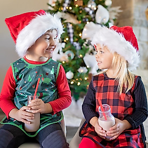 BapronBaby Red Buffalo Plaid Bapron - No Neck Tie Safer Bib for Baby & Toddler - Soft Waterproof Stain Resistant - Machine Washable - Sz Baby/Toddler 6m-3T