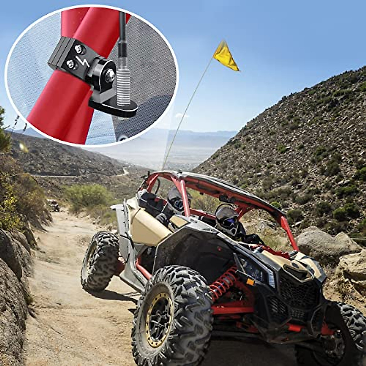 UTV Flag Mount- StarknightMT Adjustable Heavy Duty UTV Whip Mount for 1.75"-2" Roll Bar Compatible with Polaris RZR 1000 XP 900 Pro Can-Am Maverick x3 Pioneer 1000 Talon 1PC