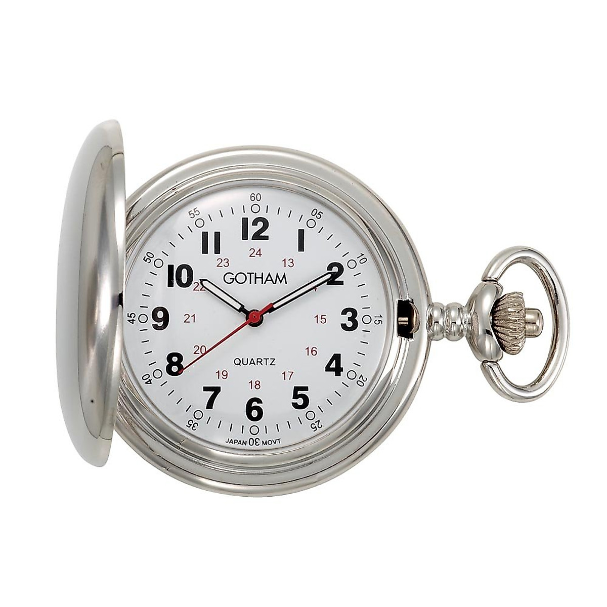 Gotham Men's Silver-Tone Polished Finish Covered Quartz Pocket Watch # GWC15042S