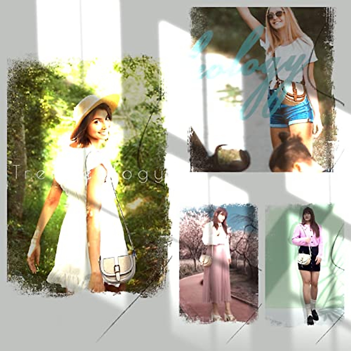 Trendeology Womens Classy Straw Rattan Vegan Leather Flap Saddle Satchel Flap Crossbody Purse Bag (Small Saddle Flap Crossbody - Brown)