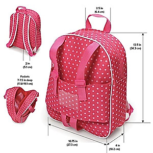 Badger Basket Toy Doll Travel Backpack Storage Bag for 18 inch Dolls - Pink/Star