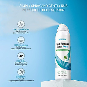 Premium Hair Removal Spray Foam | Body & Intimate Hair Removal Cream for Women & Men | Painless Depilatory Cream with Aloe Vera & Vitamin E | Vara Nature