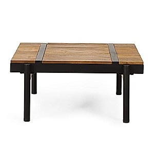 Christopher Knight Home Theo Outdoor Conversation Sets, Cream + Black Metal + Teak