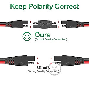 OYMSAE 25Feet SAE to SAE Extension Cable Quick Disconnect Connector 16AWG,for Automotive,Solar Panel Panel SAE Plug(25FT(16AWG)), Charging Adapter