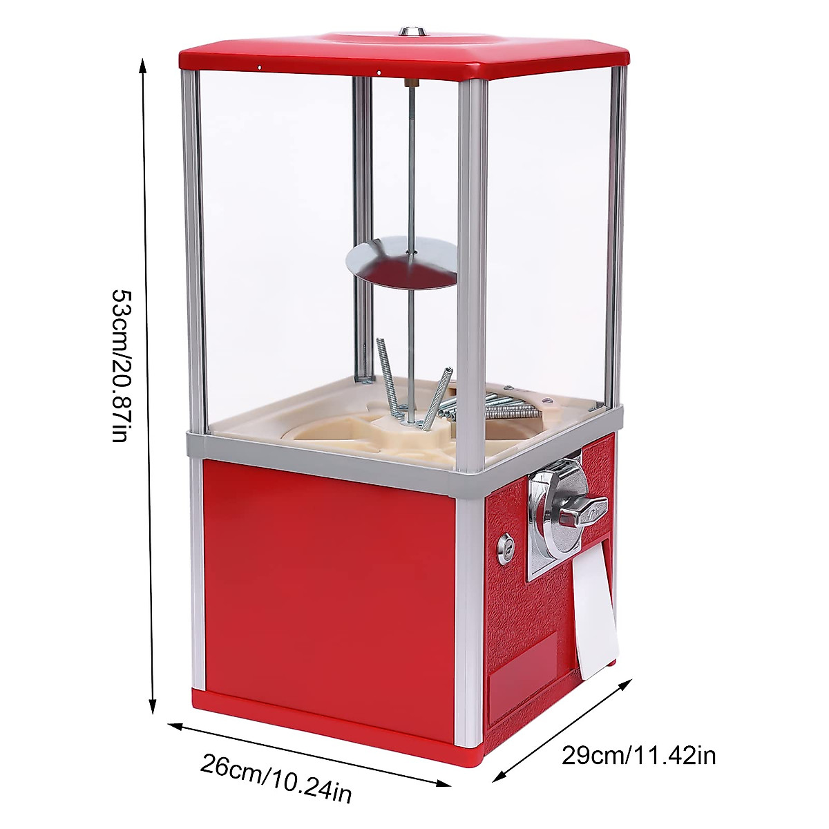 LIYUANJUN Vending Machine, Commercial Vending Machine for 1.1-2.1" Coins Pinballs Round Capsules Bouncy Balls Prize Candy Machine Gumball Vending Device Freestanding Mounting (Red)