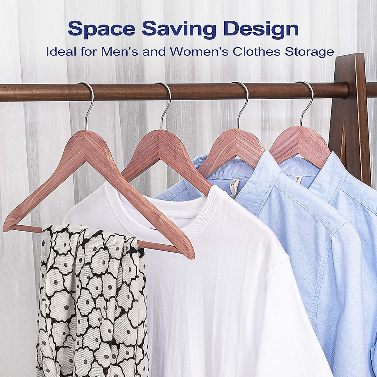 FairyHaus Natural Cedar Wooden Coat Hangers 18Pack, Smooth Finish Wood Suit Hangers - Slim Sleek & Flat Cedar Shirt Hangers with 360° Rotating Hook, Durable Cedar Clothes Hangers