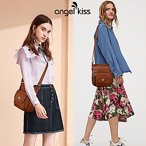 Angel Kiss Crossbody Bags Faux Vegan Leather Shoulder Bags for Women Small Handbag with Adjustable Strap