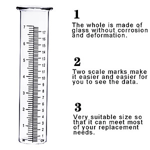 BIUWING 7 inch Rain Gauge Replacement Tube Glass for Yard Garden and Outdoor Home, with Tube Brush, Best Rated,2 Packs