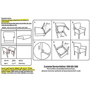 Boss Office Products Reception Box Arm Chair with Mahogany Finish in Black, 25"D x 24.5"W x 35"H