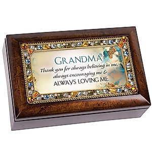 Cottage Garden Grandma Thank You for Believing in Me Amber Jewelry Petite Music Box Plays Wind Beneath My Wings