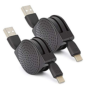 COOYA Compatible for Retractable USB Type C Cable for Samsung Note 9, 2Pack Fast Charging Type C Portable Charger Cable USB-C Cord Compatible for Samsung A51 A71 S8 S9 Plus, LG Stylo 6 K51 V60 ThinQ
