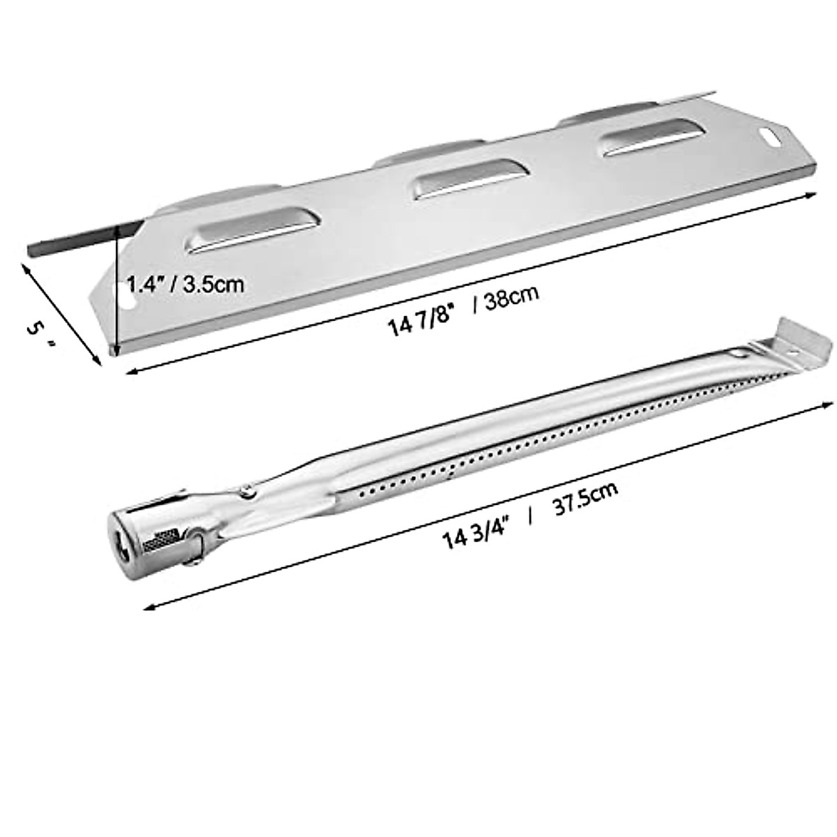 Hisencn Replacement Repair Parts Compatible with Kenmore 146.23678310, 146.23679310, 640-05057371-6, 640-05057373-6 Gas Grills Models, 3 Packs Stainless Steel Grill Burner, Heat Plates Tent Shield
