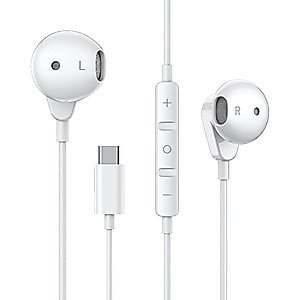 USB C Headphones,Type C Earphones in-Ear Wired Headphones with Mic and Volume Control,HiFi Stereo Noise, Compatible with iPad Pro,Huawei P30/Mate 30,Samsung S20/S21,Google Pixel 4XL,One Plus 6T