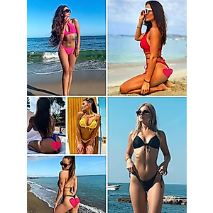 RELLECIGA Women's Black Tie-Side Thong Bikini Bottom Size Small