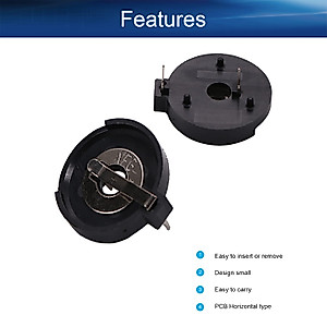 Heyiarbeit 5Pcs CR2430 Horizontal Coin Button Battery Holder Black Container Case Coin Cell Button Battery Socket Holder for 3V Button Battery