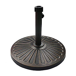 Sunnyglade 7.5' Patio Umbrella 6 Ribs (Dark Green) | 18" 30.2-lbs Heavy Duty Round Antiqued Umbrella Base, Bronze