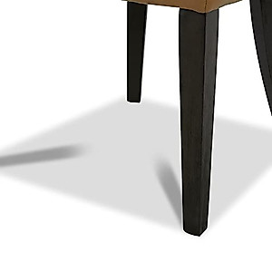 Watson & Whitely Upholstered Tufted Dining Chairs with High Back, Faux Leather Finish and Solid Wood Legs in Brushed Espresso, Set of 2, Saddle Brown