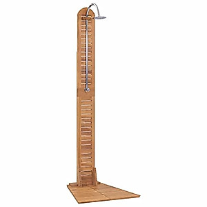 vidaXL Solid Teak Wood Garden Shower Sturdy 27.6" Outdoor Backyard Poolside Showering 43.3" Stainless Steel