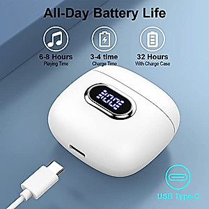 Lrecat Wireless Earbud, Bluetooth 5.3 Headphones with CVC8.0 HD Mics, 32H Playtime Bluetooth Earphones with Hi-Fi Stereo Sound, Wireless Headphones in Ear IP7 Waterproof, Mini Ear Bud for Android iOS