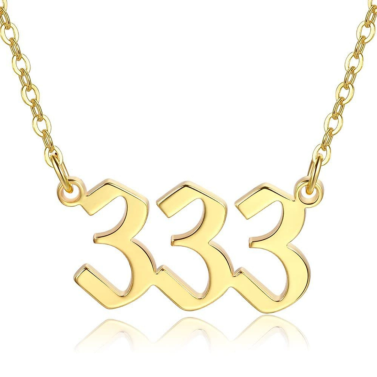 COLORFUL BLING Gold Plated Angel Number Necklace with Meaningful Card 111 222 333 444 555 666 777 888 999 Pendant Choker Numerology Jewelry for Women-333