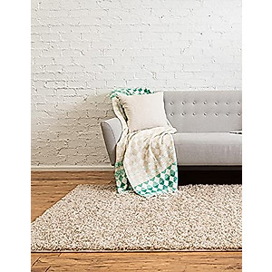 Rugs.com Everyday Shag Rug  –  Taupe Shag Rug Perfect for Bedrooms,Dining Rooms,Living Rooms and More,Beige,7'x10'