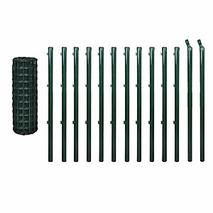 Mogou Euro Fence Fencing for Yard, Decorative Garden Fence, Garden Fencing, Garden Gates Metal Outdoor Steel 82ft x 2.6ft Green