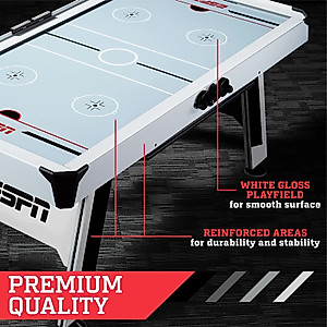 Air Hockey Game Table with Table Tennis Top Set ESPN 72 inch Power Play 2 in 1 for Kids & Adults Arcade Style LED Electronic Scorer Includes Accessories 2 Pushers & 2 Pucks, for Game Room Garage White