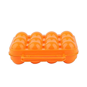 Plastic Egg Storage Box With Buckle Double Side Plastic Egg Tray Storage Box for Refrigerator and Cabinet Eggs Container with Handle and Lid for Protecting 12 Eggs 7.96.72.8Inch(Orange)