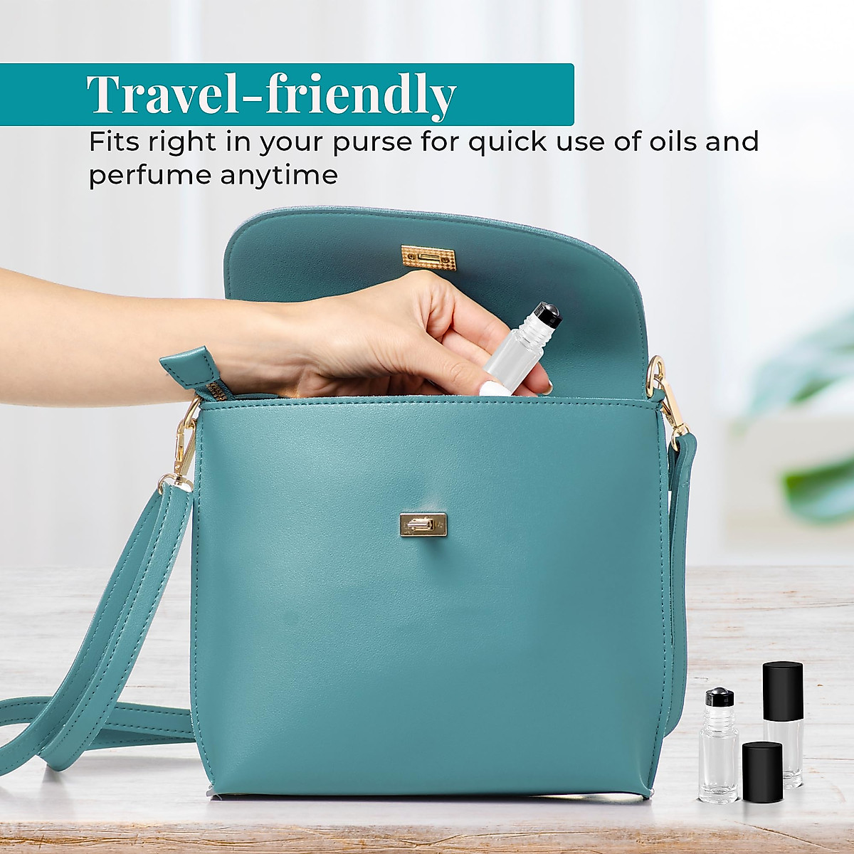 Your Oil Tools 10 Pack Essential Oil Roller Bottles, 5ml Empty Clear Glass Roll-on with Leak Guard Stainless Steel Roller Balls & Black Caps for oils and perfume