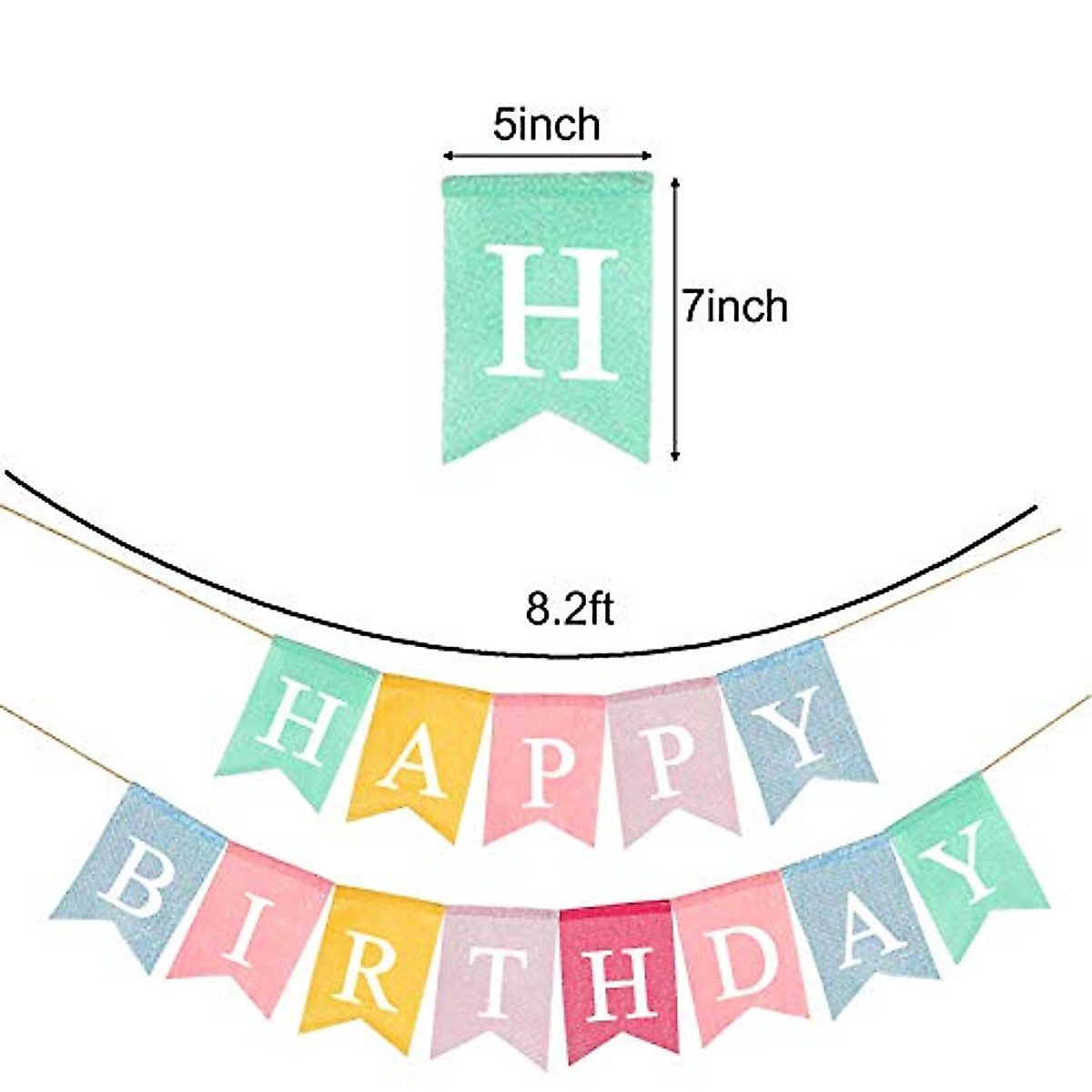 Happy Birthday Banner - Reusable Rainbow Burlap Party Decor