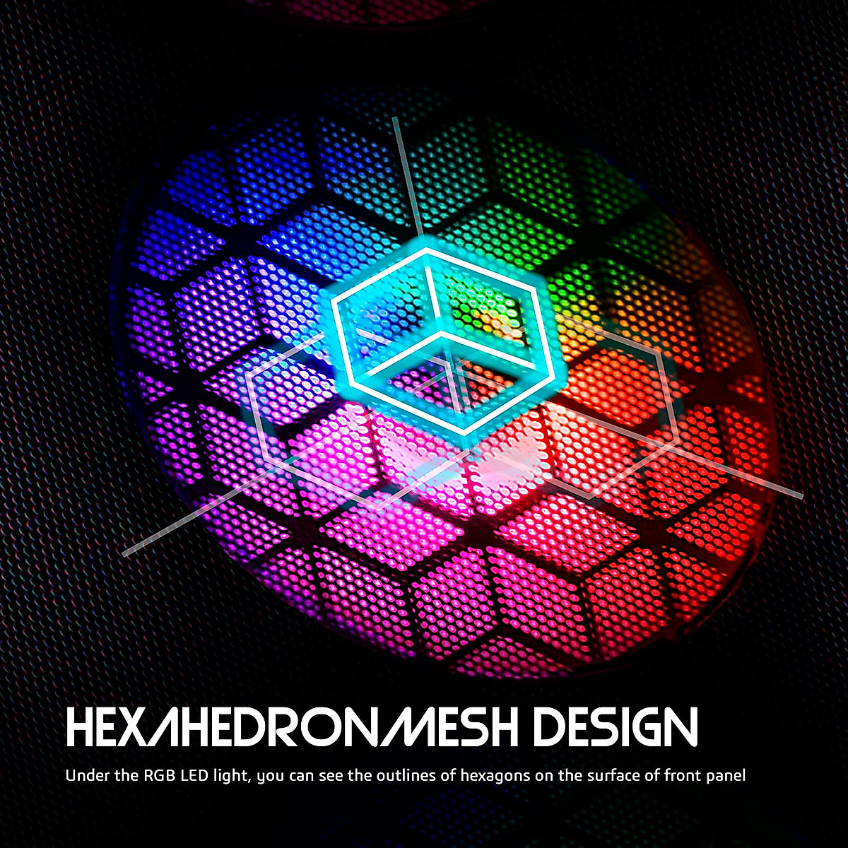 Raidmax X921 Mesh Airflow and Tempered Glass Gaming PC Case with Fans, Pre-Installed 6 Static RGB Color Fans, ATX Mid Tower PC Case, Black PC Case, Support ATX, Micro ATX, Water Cooling