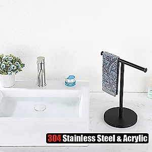 JQK Hand Towel Holder Stand, Modern Tree Rack Free Standing for Countertop with 12 Inch Bar, 304 Stainless Steel Oil Rubbed Bronze, HTT180-ORB