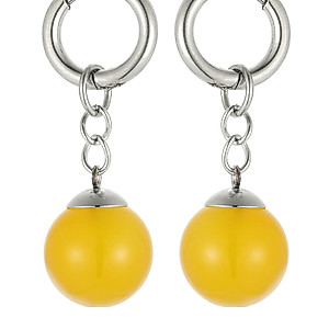TOKYO HARVEST Natural Gemstone Agate and Stainless Steel Earrings Hypoallergenic & Nickel Free Jewelry (Yellow)