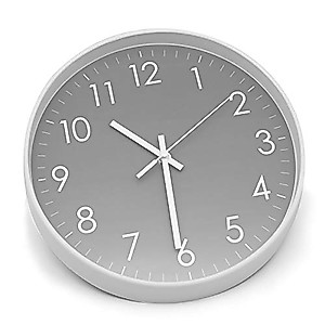 Epy Huts Modern Simple Wall Clock Indoor Non-Ticking Sweep Decorative Wall Clocks Battery Operated with Clear Numbers Easy to Read Wall Clock for Office,Bathroom,Livingroom Decorative 10 Inch Gray