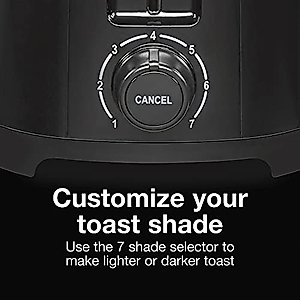 Proctor Silex 2-Slice Toaster with Extra Wide Slots for Bagels, Cool-Touch Walls, Shade Selector, Toast Boost, Auto Shut-off and Cancel Button, Black (22305)