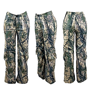 Vakkest Womens Army Fatigue Cargo Pants Casual Wide Leg Casual Pants Combat Military Trouser Baggy with Pockets Clubwear Y2K