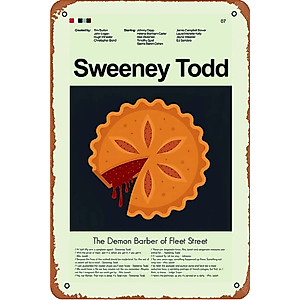Ysirseu Sweeney Todd Funny Metal Novelty Tin Sign Metal Retro Wall Decor for Home,Street,Bars,Restaurants,Cafes,Store Sign Gift 12 X 8 INCH Metal Sign