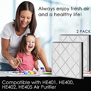 Allisfresh HE400 Hepa Filter Replacement Compatible with Shark HE4FKPET HE400 HE401 HE402 & HE405 4 Fan Air Cleaner Purifier, 3-Stage Filtration, 2 Pack