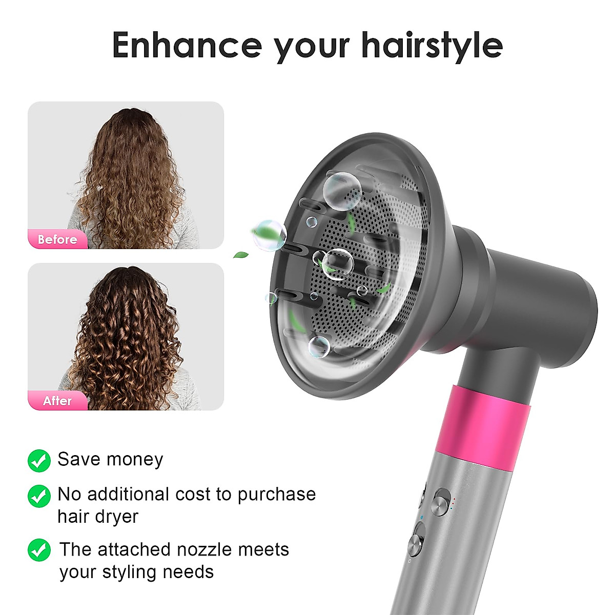 ENERIDEA Diffuser and Adaptor Compatible with Dyson Airwrap,Attachments for Airwrap Styler Converting Blow Dryer Combination,Gifts for Women