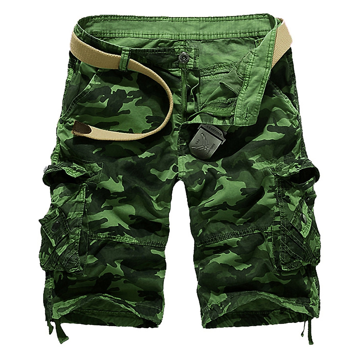 HODZAIW Mens Camo Cargo Shorts Cotton Loose Fit Outdoor Cargo Shorts Lightweight