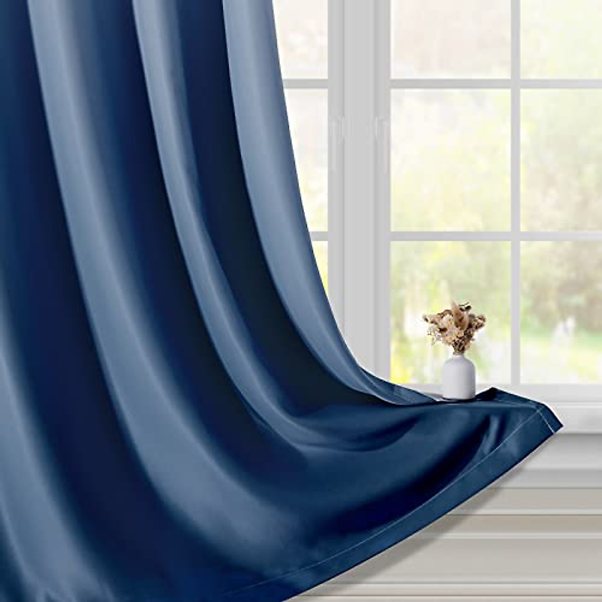 HOMEIDEAS Navy Blue Ombre Blackout Curtains 52 X 84 Inch Length Gradient Room Darkening Thermal Insulated Energy Saving Grommet 2 Panels Window Drapes for Living Room/Bedroom