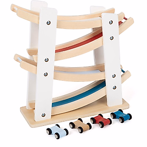 small foot wooden toys Car Ramp Racing Playset Designed for Children Aged 18+ Months, Multi
